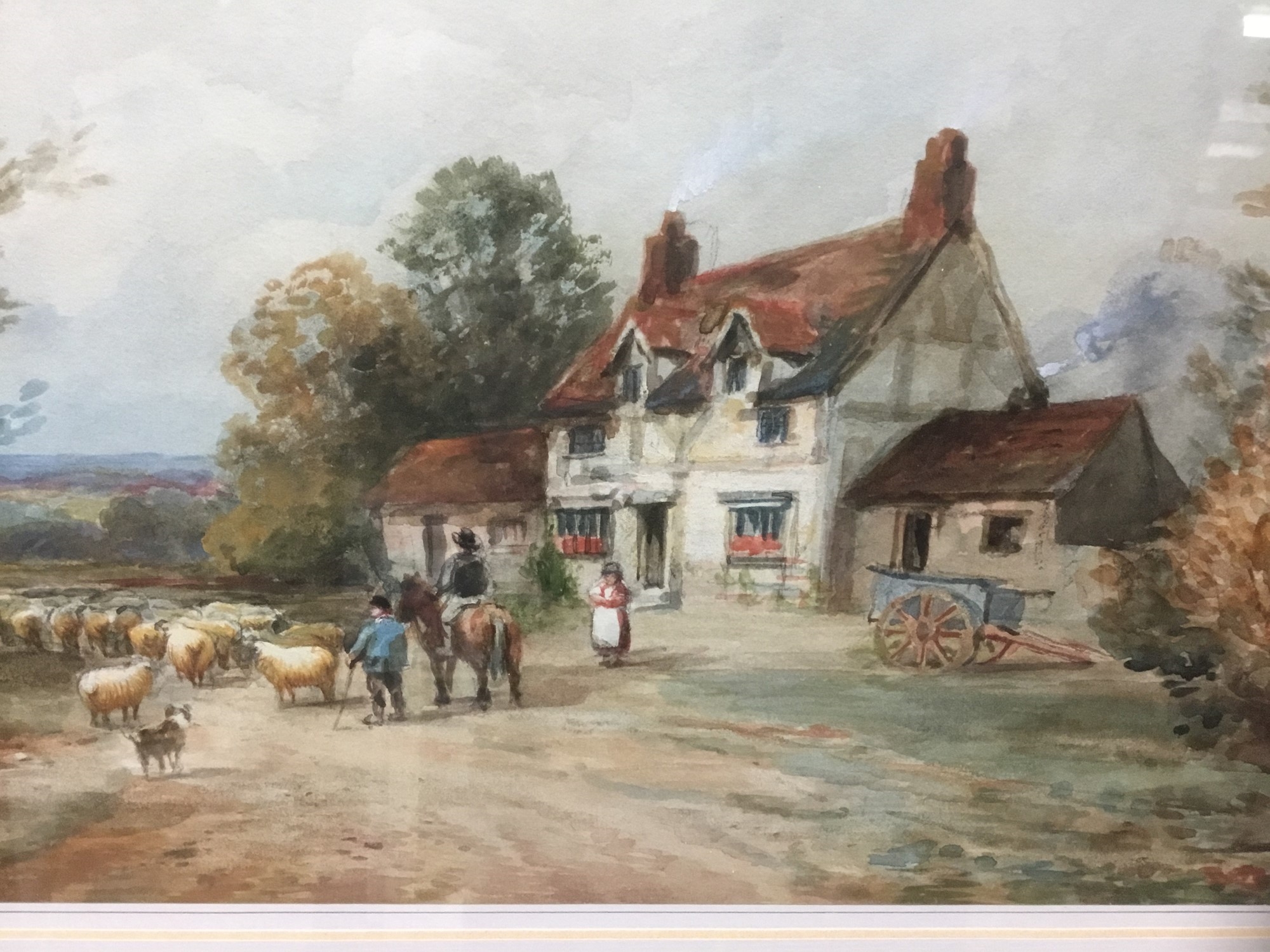 William Manners | watercolour, street scene with figures and sheep, 29 ...