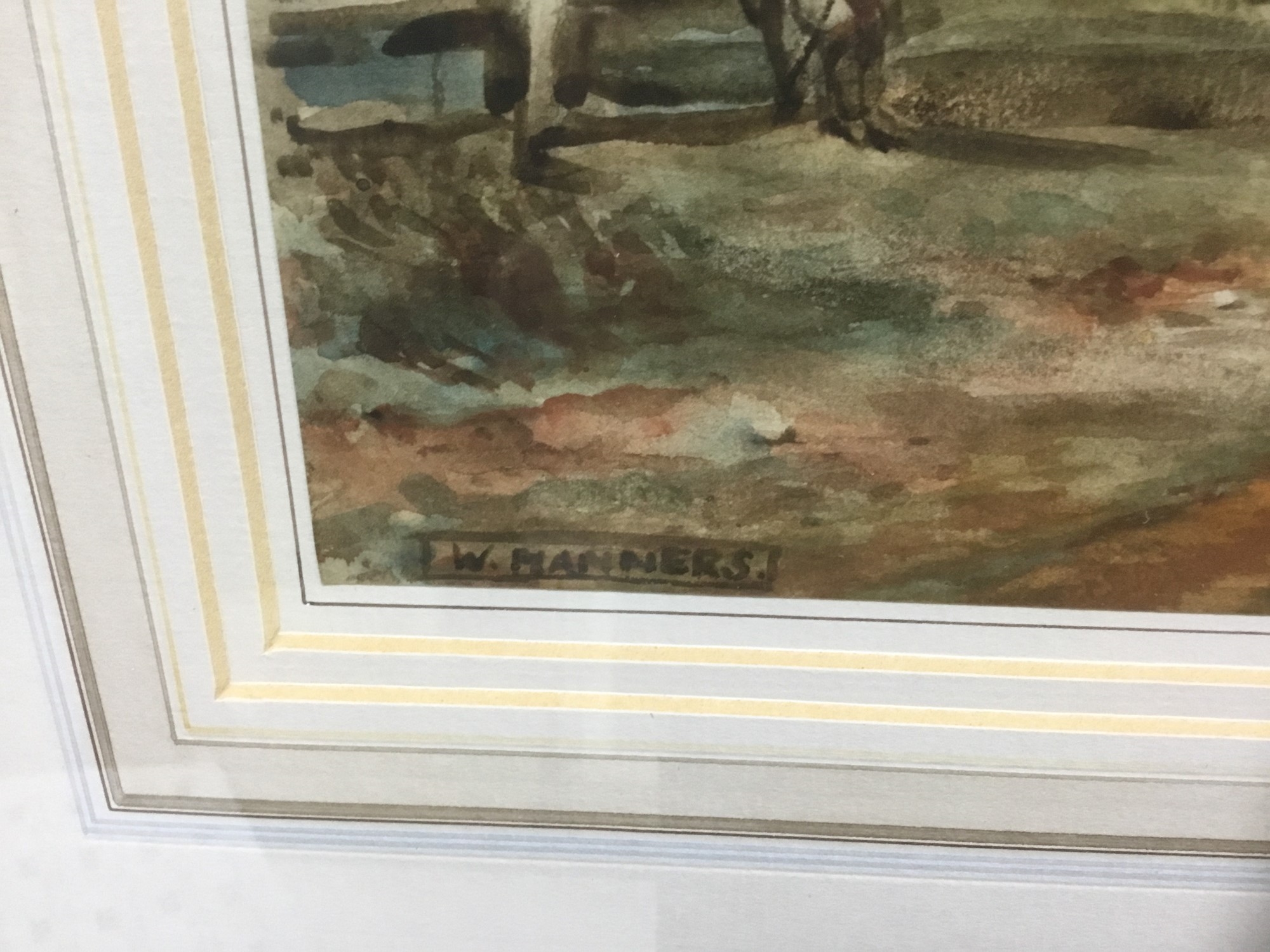 William Manners | watercolour, street scene with figures and sheep, 29 ...