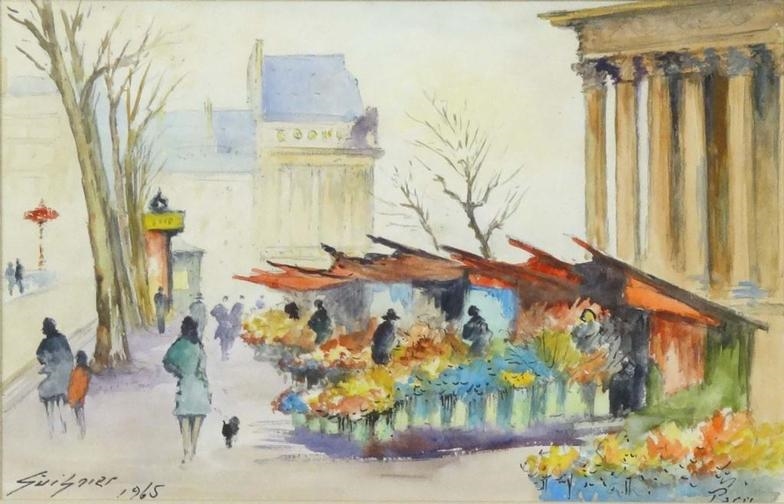 Fernand Guignier | Fernand Guignier - Watercolour view of a Parisian ...
