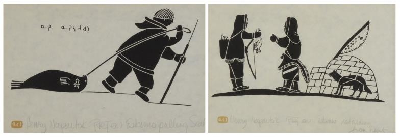 Henry Napartuk | Henry Napartuk - Two pencil signed prints of Inuit ...