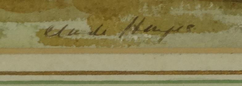 Claude Hayes | Claude Hayes - Watercolour moorland landscape with sheep traversing a hill ...