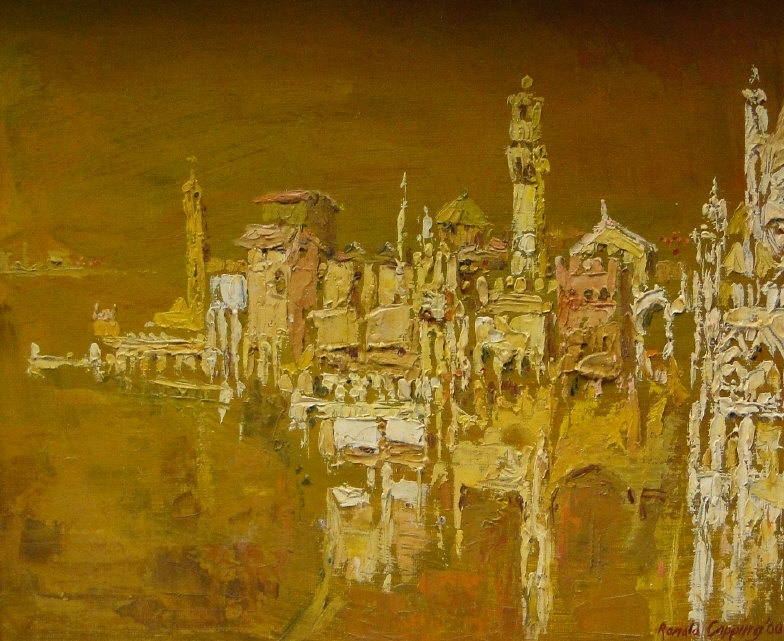 Ronald Copping | Ronald Copping - Abstract oil onto canvas board of a ...