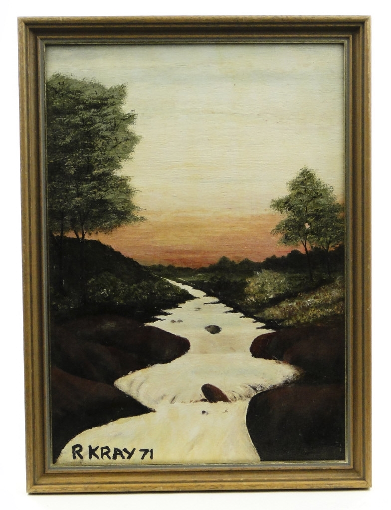 Ronald Kray | Ronnie Kray 71 - Oil onto canvas of a rural stream ...