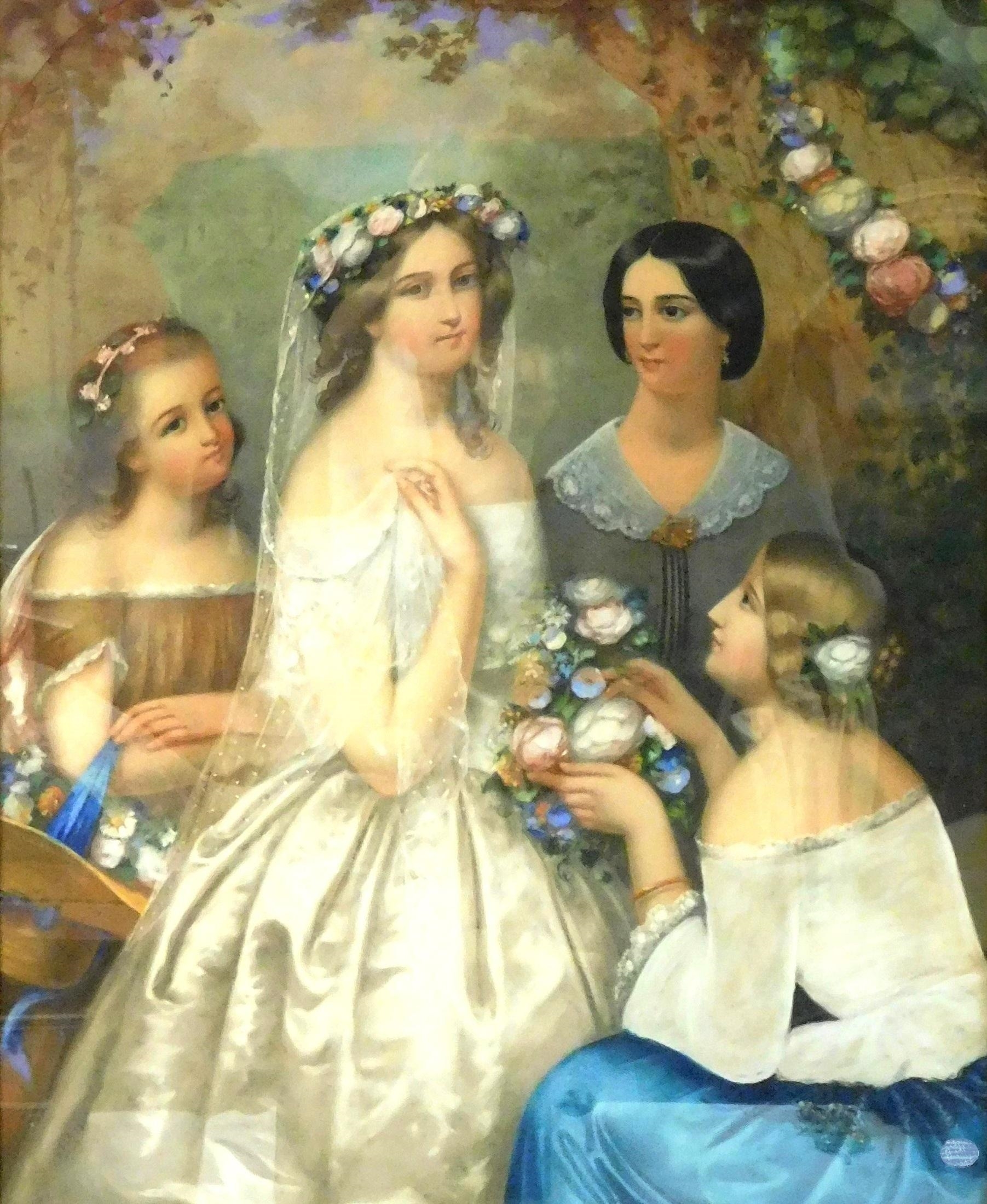 George G. Fish | Three young girls in a garden | MutualArt