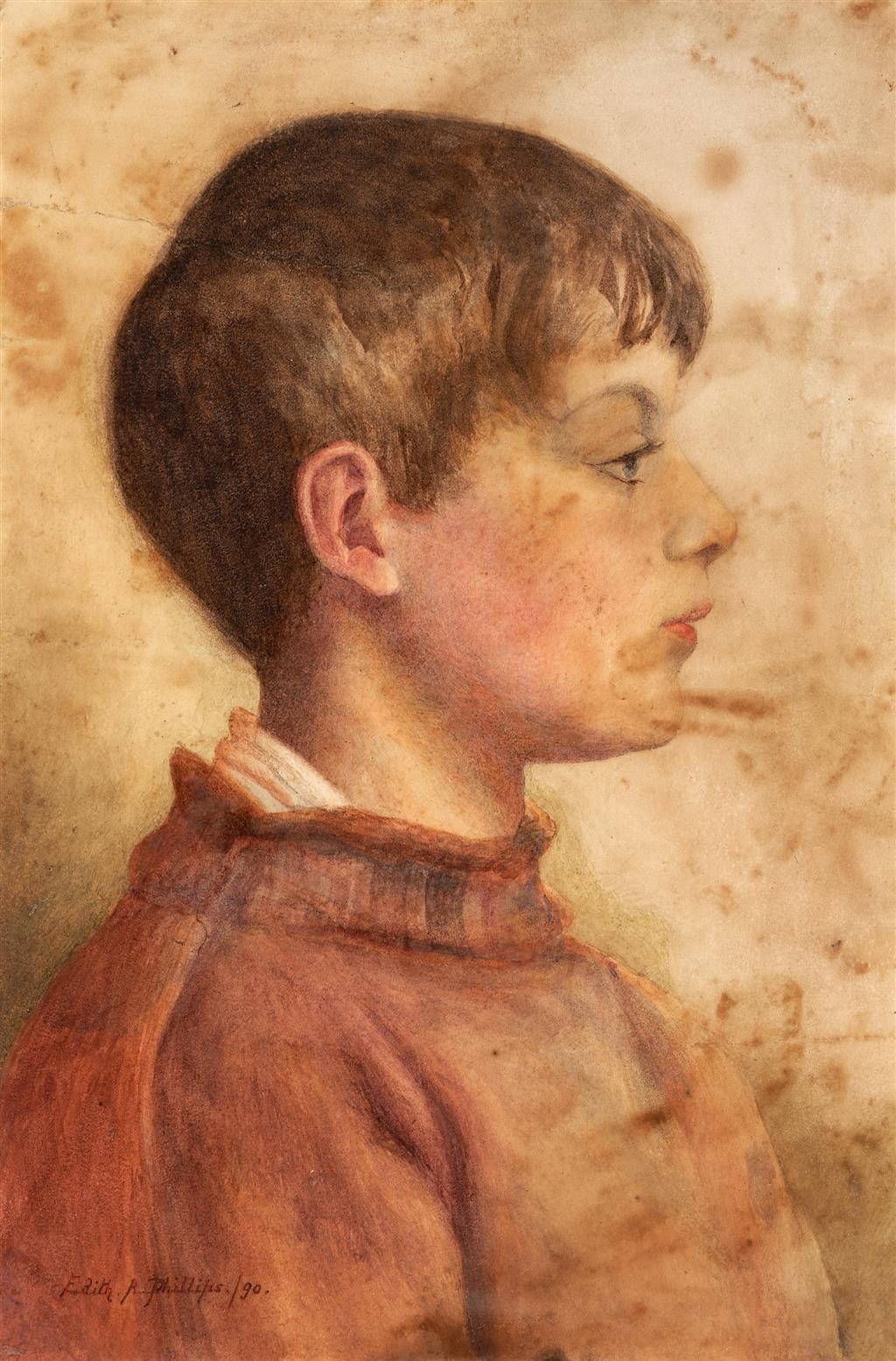 Edith A Phillips | Portrait of a Young Boy (1890) | MutualArt