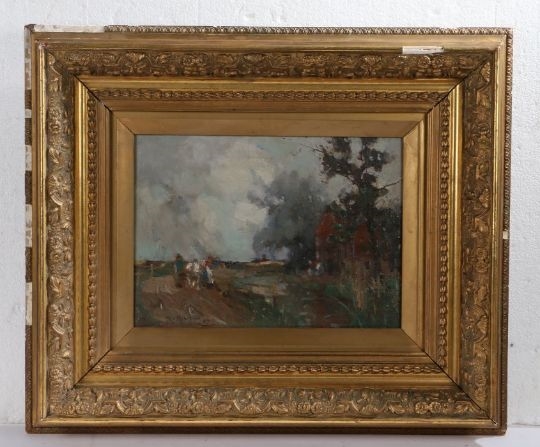 William Watt Milne | Figures and Horse by a Cottage (99) | MutualArt