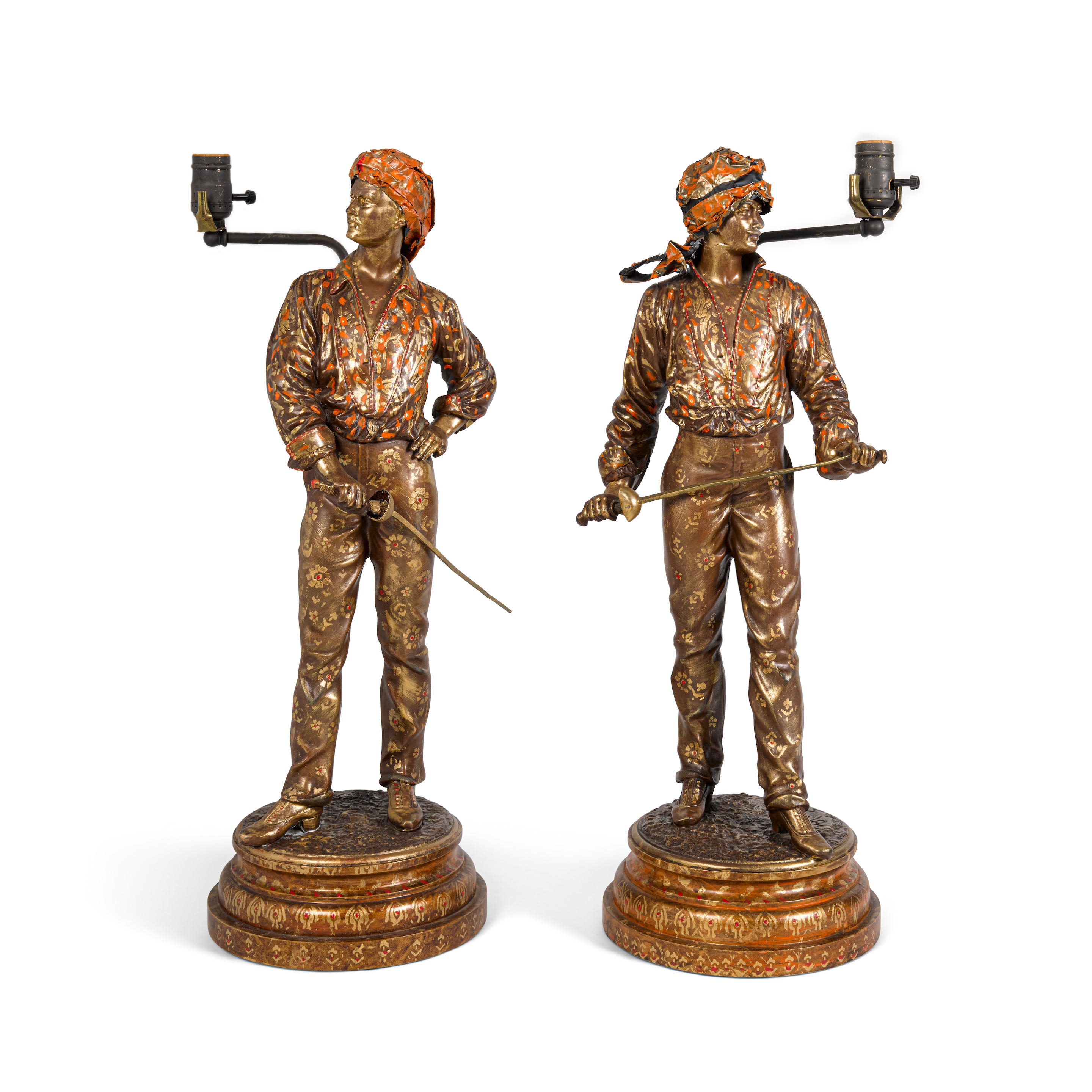Rene Charles Masse | A PAIR OF COLD PAINTED METAL FIGURES OF SWORDSMEN ...