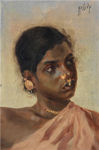 Hugo Vilfred Pedersen | Portrait of a woman from South India | MutualArt