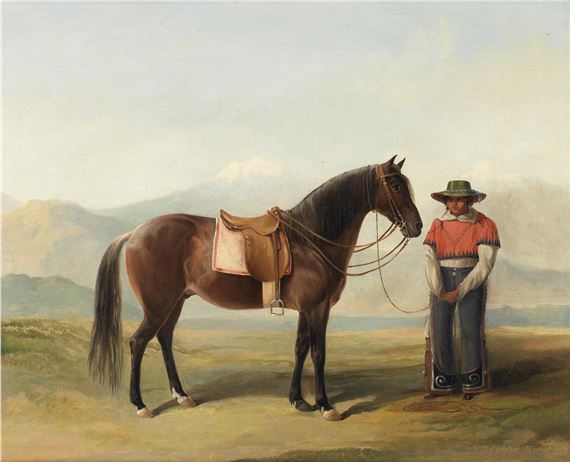 Daniel Thomas Egerton | Portrait of a ranchero and his horse, Mexico ...
