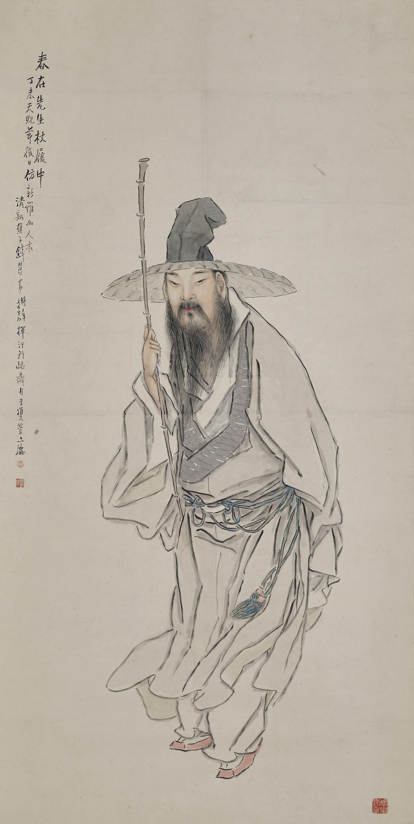 Qian Hui'an | Scholar Holding Stick (1907) | MutualArt