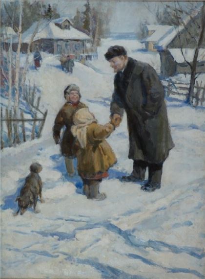 Viktor Yakovlevich Konovalov | Lenin with children (1950) | MutualArt