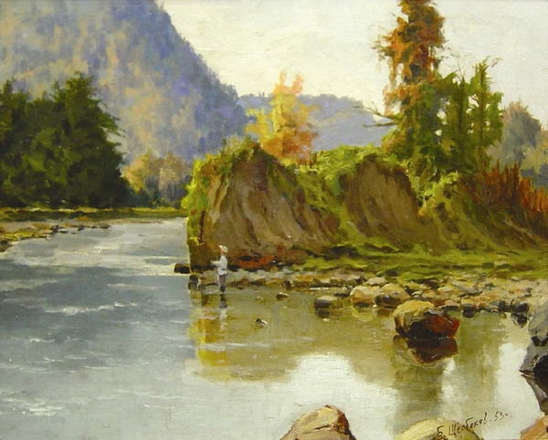 Boris Valentinovich Shcherbakov | A Taiga Scenery with a Fisher (1953 ...