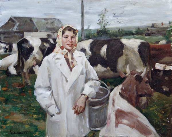 Oleg L. Lomakin | Milkmaid (1974) | MutualArt