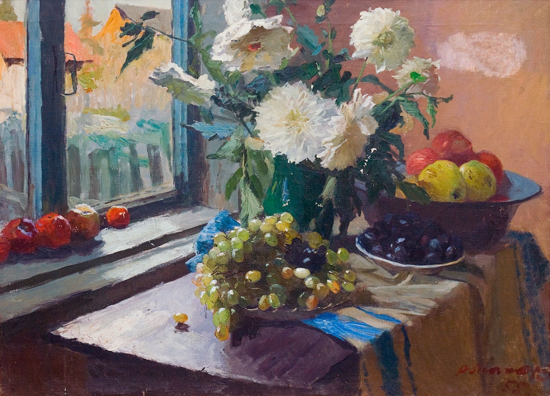 Alexei Ivanovich Makarov | Still life with flowers and fruits (1955 ...