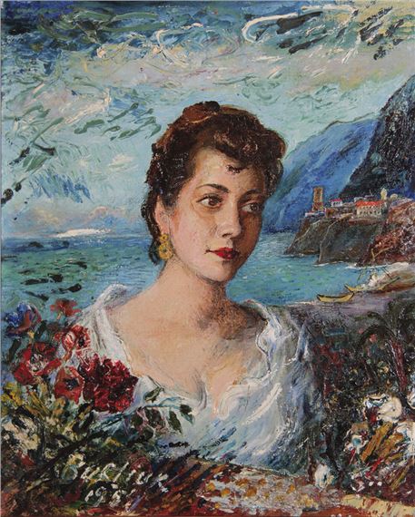David Burliuk | Female portrait (1954) | MutualArt