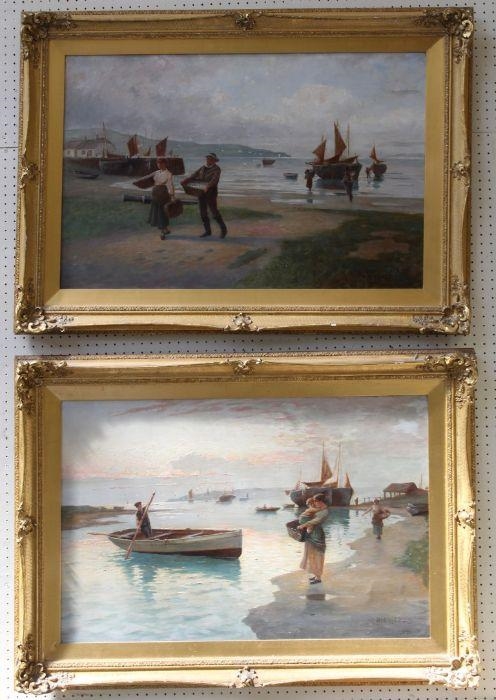 Francis E. Jamieson | Figures unloading a catch from anchored boats at ...