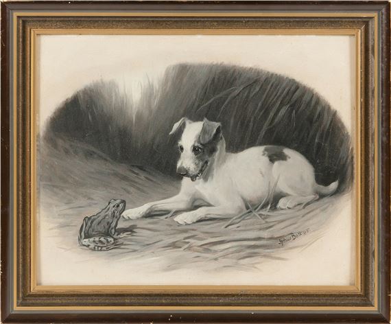 Arthur Batt | A dog and a toad. (1895) | MutualArt