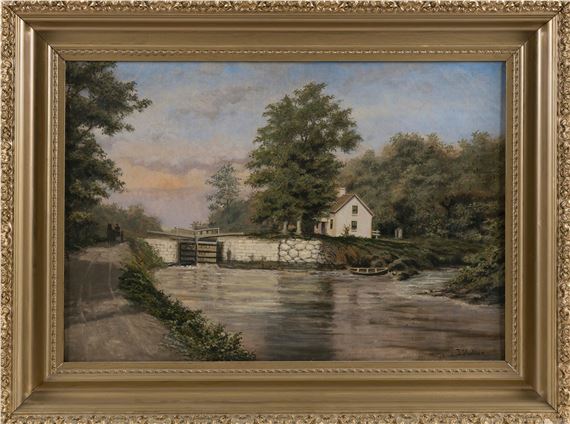 Frank Muller | A farmhouse by a dam. | MutualArt