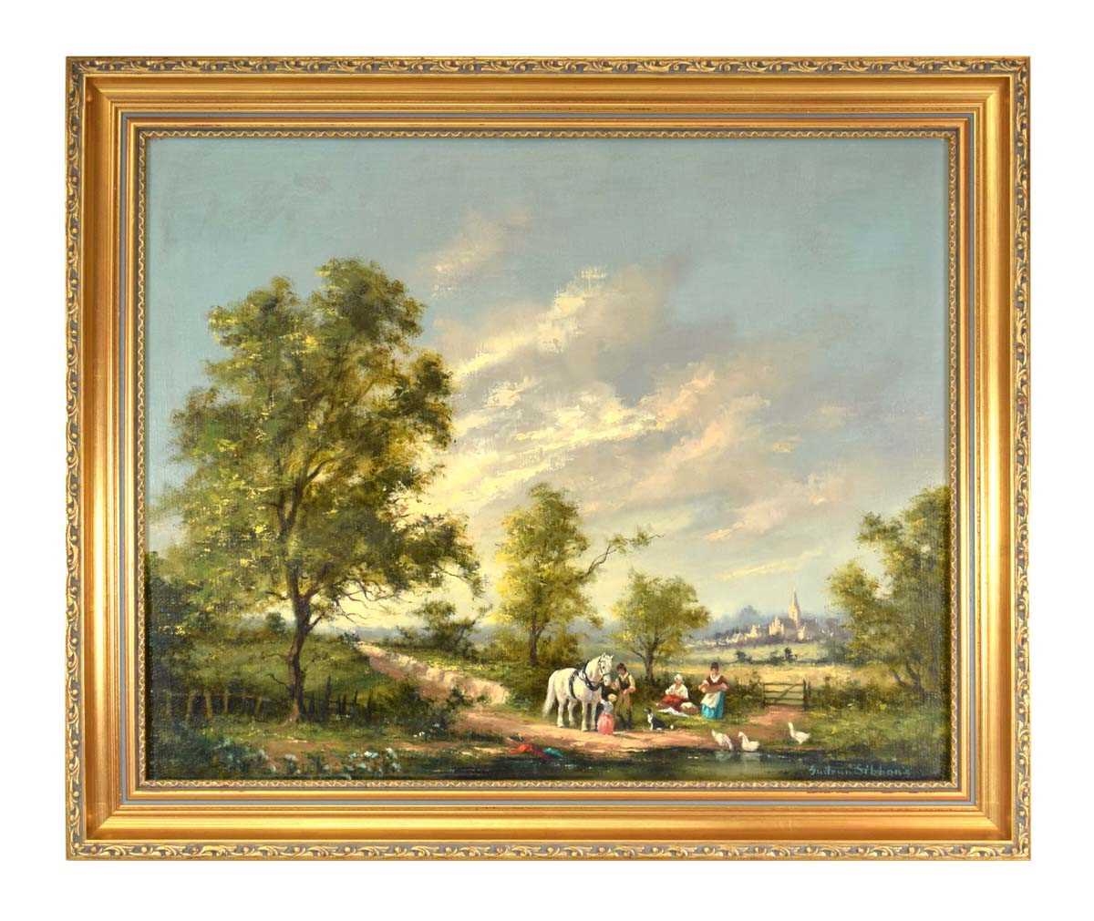 Gudrun Sibbons | A family and their horse on a lane, a village in the ...