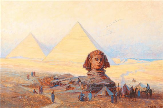 Alexander Kircher | The Sphinx before the Pyramids of Giza | MutualArt