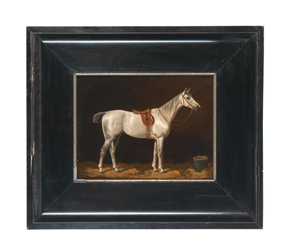 Emil Volkers | A White Horse in a Stable (1895) | MutualArt