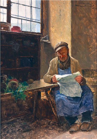 Josef Kinzel | Reading the Newspaper after Work | MutualArt