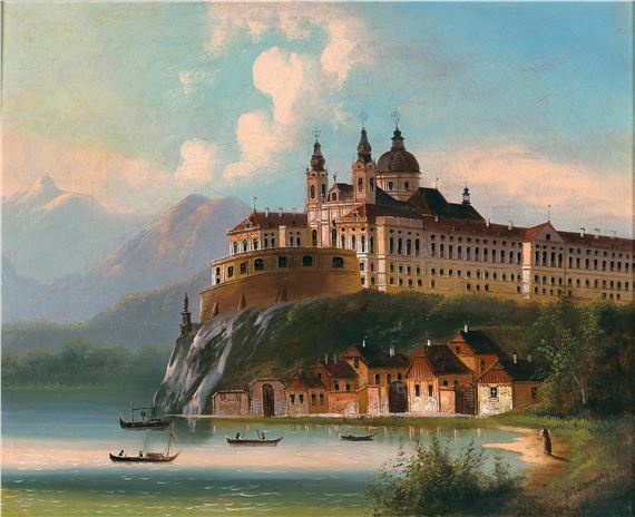 Johann Wilhelm Jankowski | A View of Melk Monastery on the Danube ...