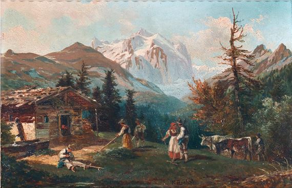 Franz Reinhold | Hay Harvest on an Alpine Pasture | MutualArt
