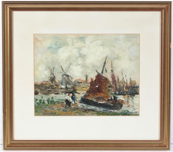 T. B. Smith | Fishing Port with Windmills | MutualArt