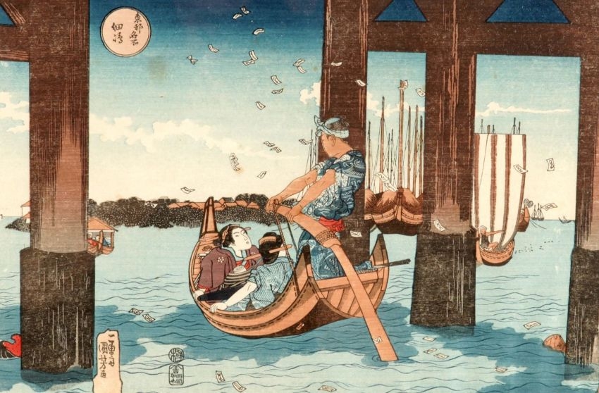 Utagawa Kuniyoshi | Tsukuda-Insel (Tsukudajima), aus der Serie Berühmte ...