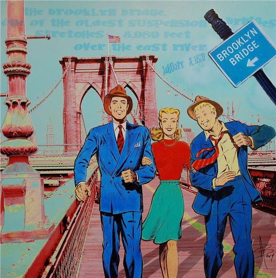 Alan Berg | 3 Buddies on B.Bridge | MutualArt