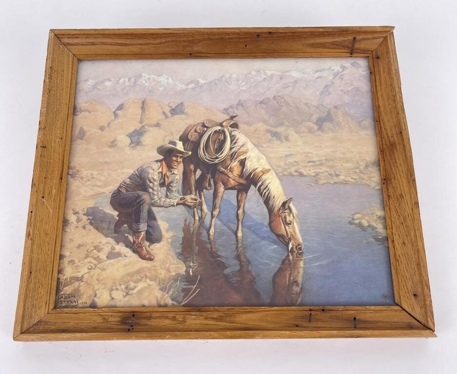 Adam Styka | 1950s Adam Styka Cowboy and Horse Print | MutualArt