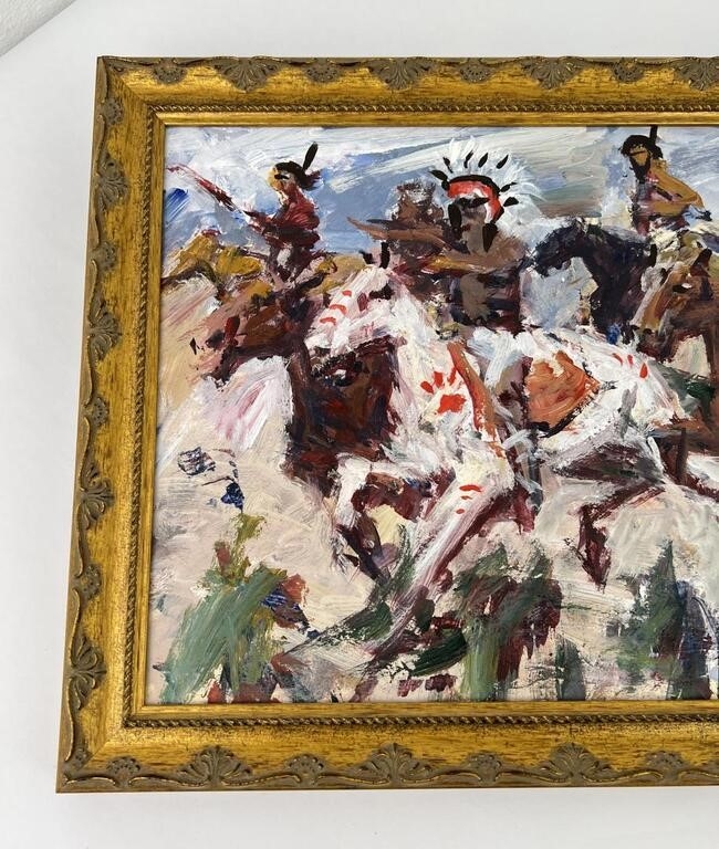 James Colt | James Lee Colt Oil on Board Indian Painting (1977) | MutualArt