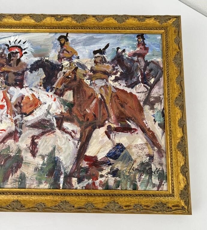 James Colt | James Lee Colt Oil on Board Indian Painting (1977) | MutualArt