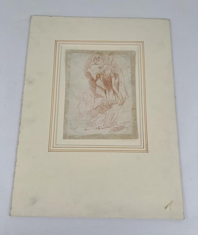 Luca Giordano | Conte Red Chalk Drawing | MutualArt