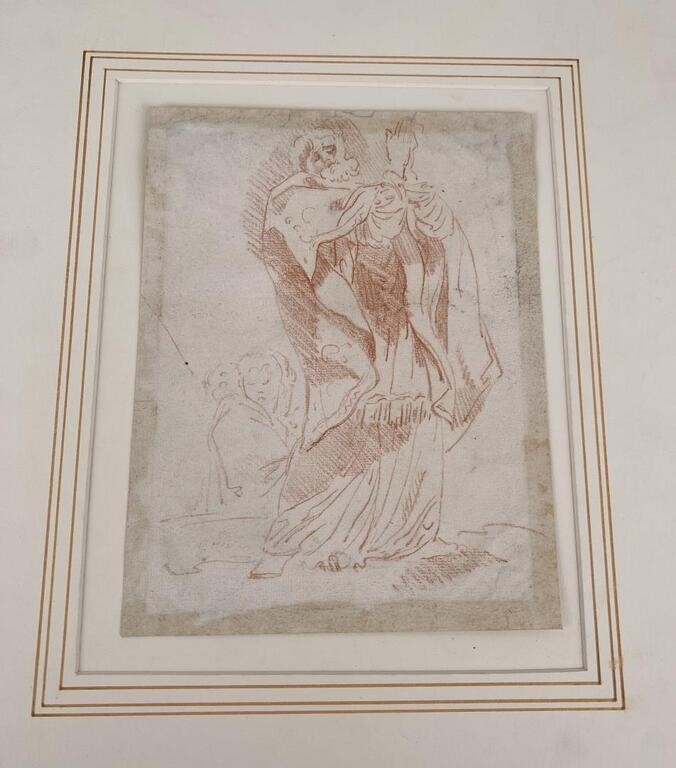 Luca Giordano | Conte Red Chalk Drawing | MutualArt