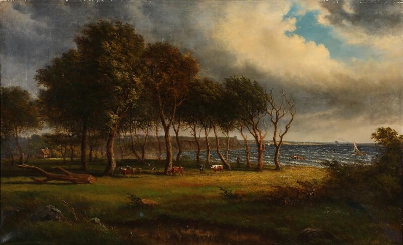 Christian Bernard Severin Berthelsen | Coastal view with grazing cattle ...