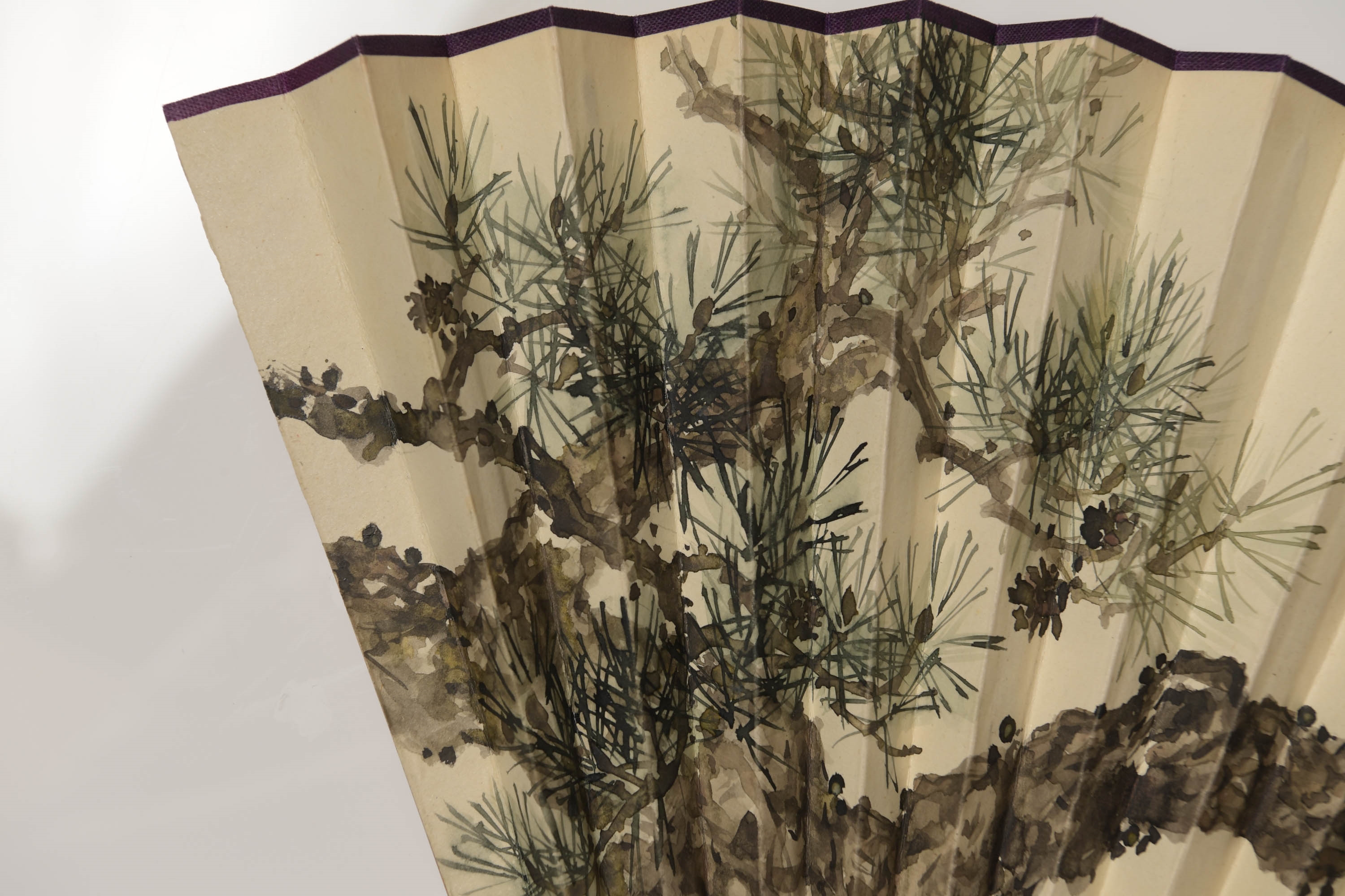 Shao You | A Chinese fan with a painting of an eagle and a pine tree ...