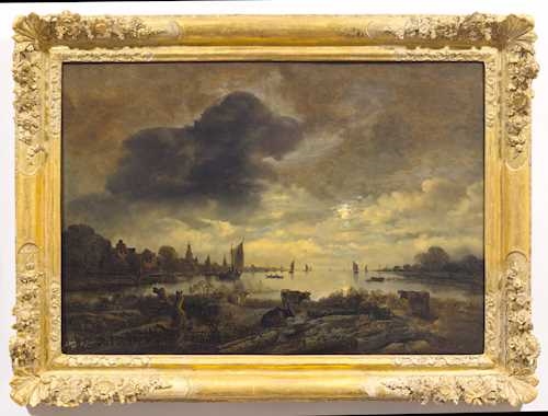 Aert Neer | River landscape in the moonlight with a view of a town ...