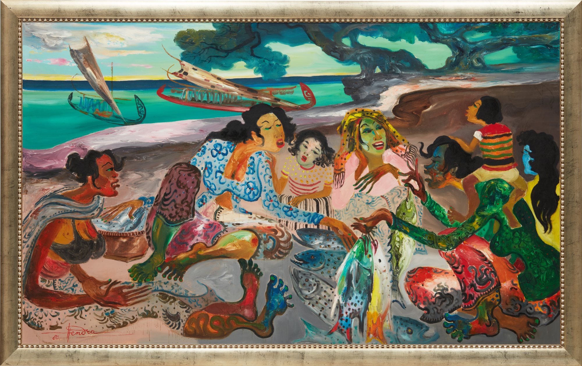 Hendra Gunawan | Fish market on the beach (80) | MutualArt