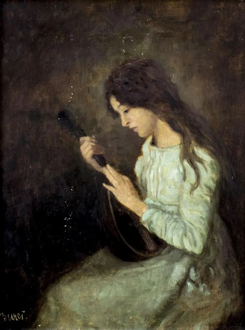 Frantisek Bures | Young Woman Playing Mandolin | MutualArt
