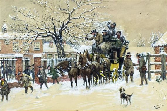 Albert Ludovici | Winter Stagecoach Street Scene | MutualArt