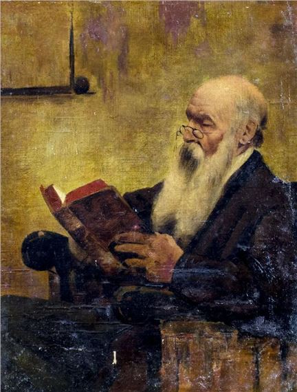 American School, 20th Century | Old Man Reading Book | MutualArt