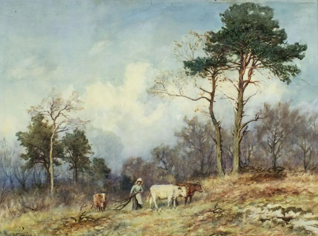 Frederick James Knowles | Landscape with Woman and Cows | MutualArt
