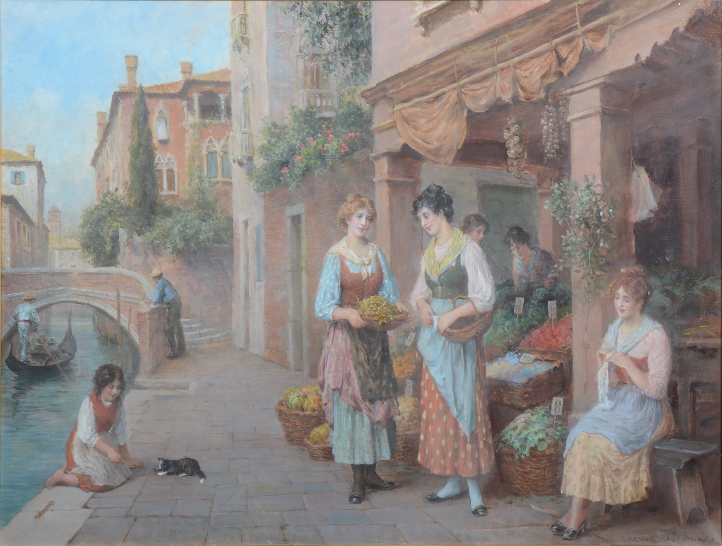 Arthur Trevor Haddon | Flower stall in Venice | MutualArt