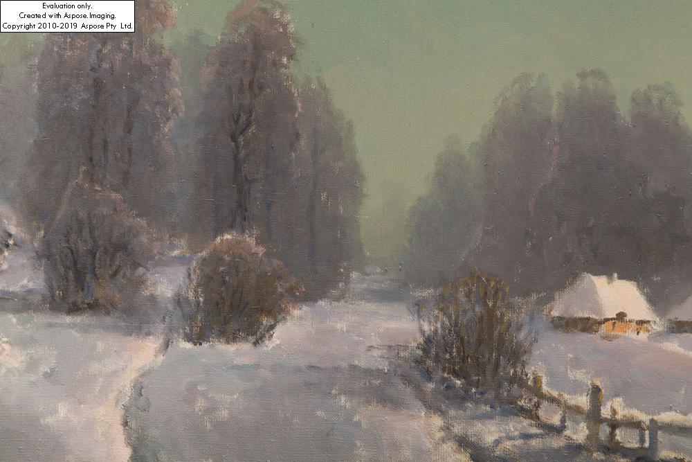 Wiktor Korecki | Winter landscape with cottages | MutualArt