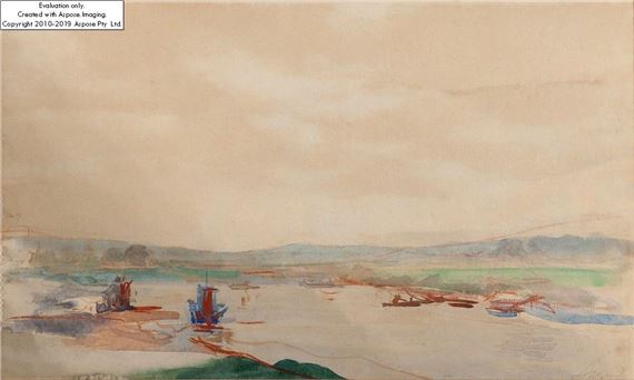 Leon Wyczolkowski | Landscape with a river (1904) | MutualArt