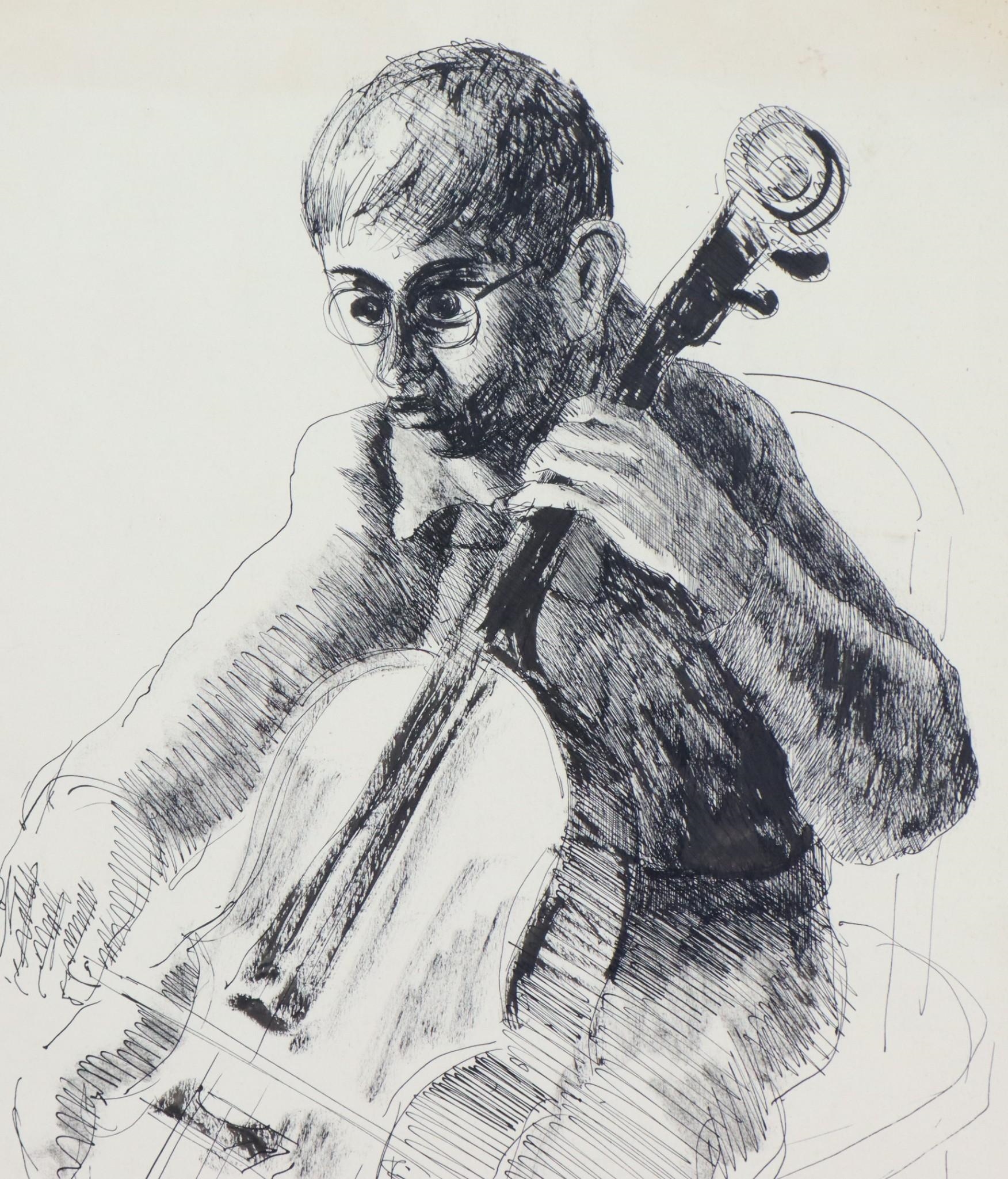 Louis Wolchonok | Seated portrait of a young cellist | MutualArt