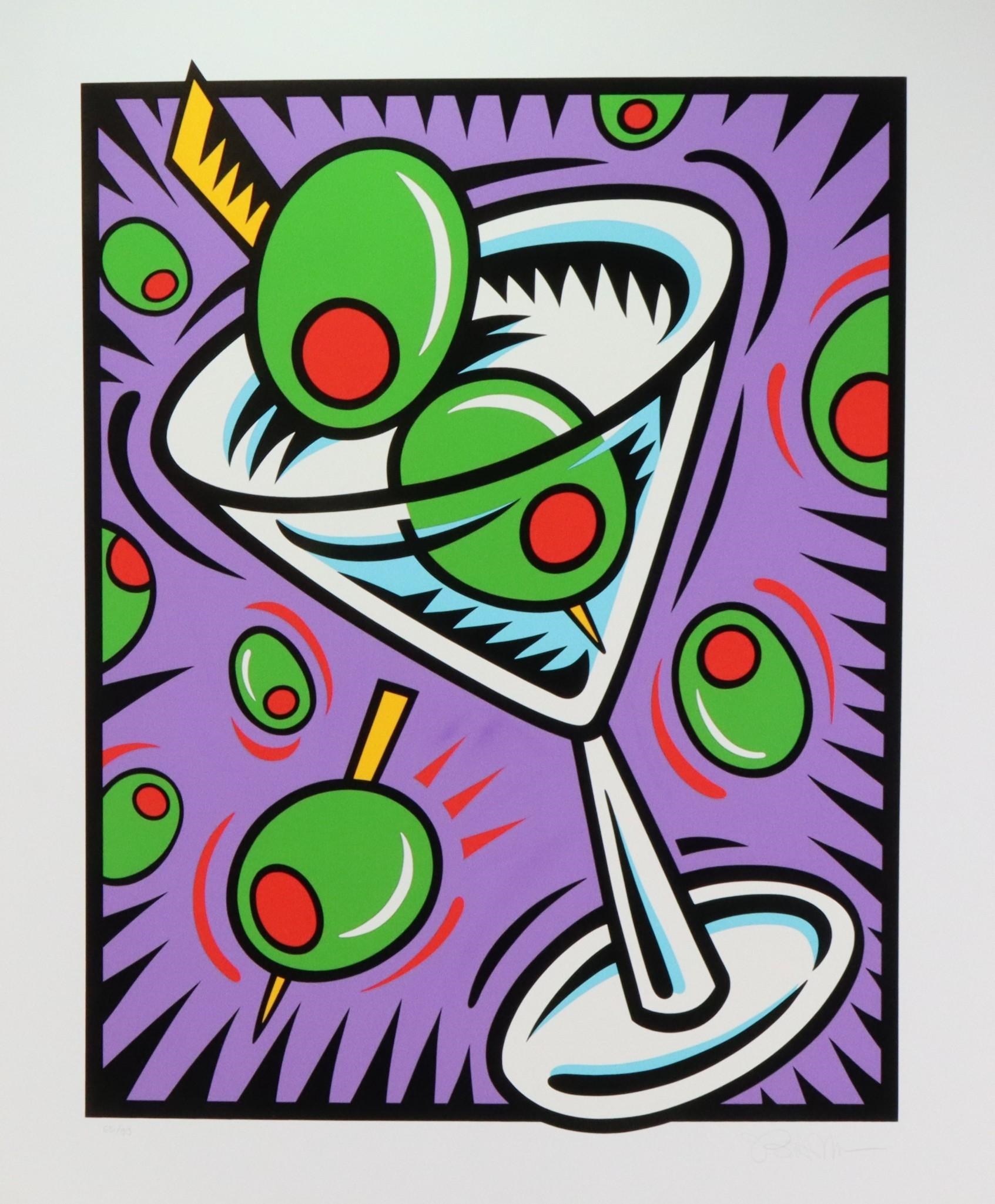 Burton Morris | Pop Art of martini glass with olives | MutualArt
