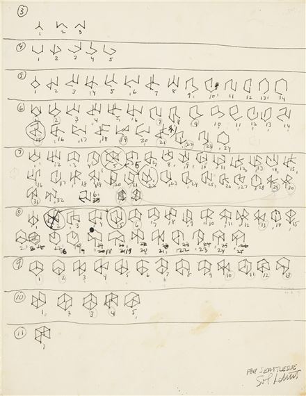 Sol LeWitt | Working drawing for Incomplete Open Cubes (Circa 1974 ...